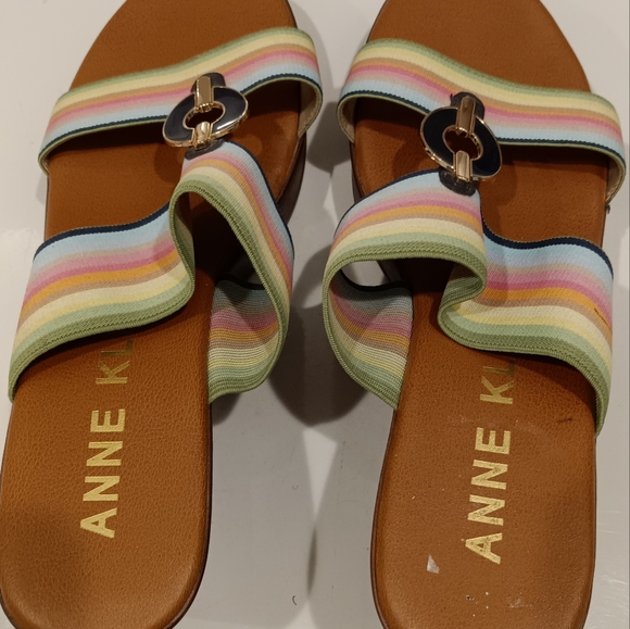 Anne Klein | Shoes | Womens Anne Klein Rainbow Wedge Sandals Slides ...